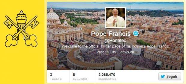 Conta do Papa no Twitter se aproxima dos 4 milhões de seguidores ...