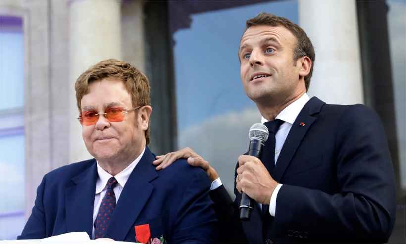 Elton John e Macron se mobilizam contra Aids em Paris - Internacional ...